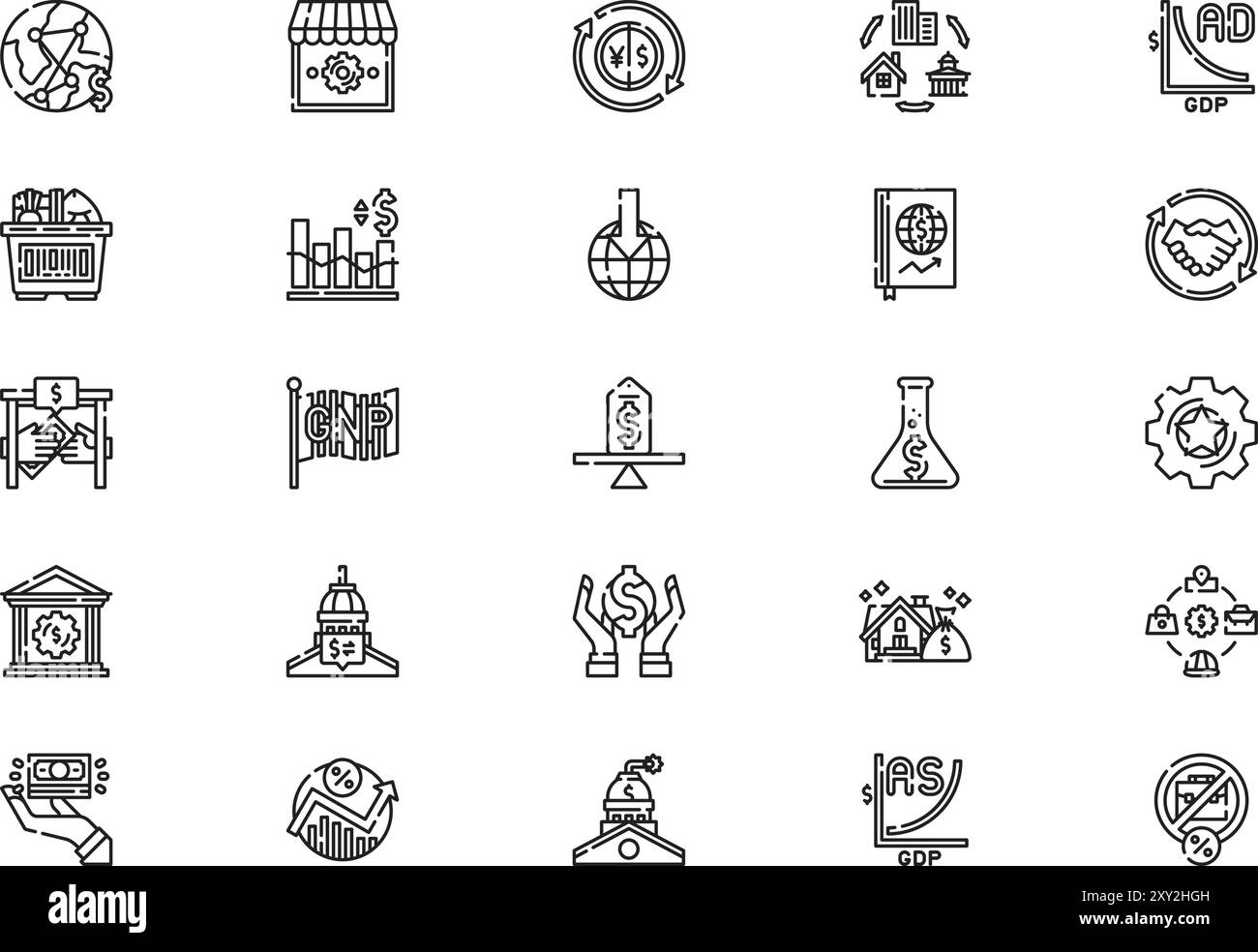 Macroeconomy icons collection is a vector illustration with editable ...