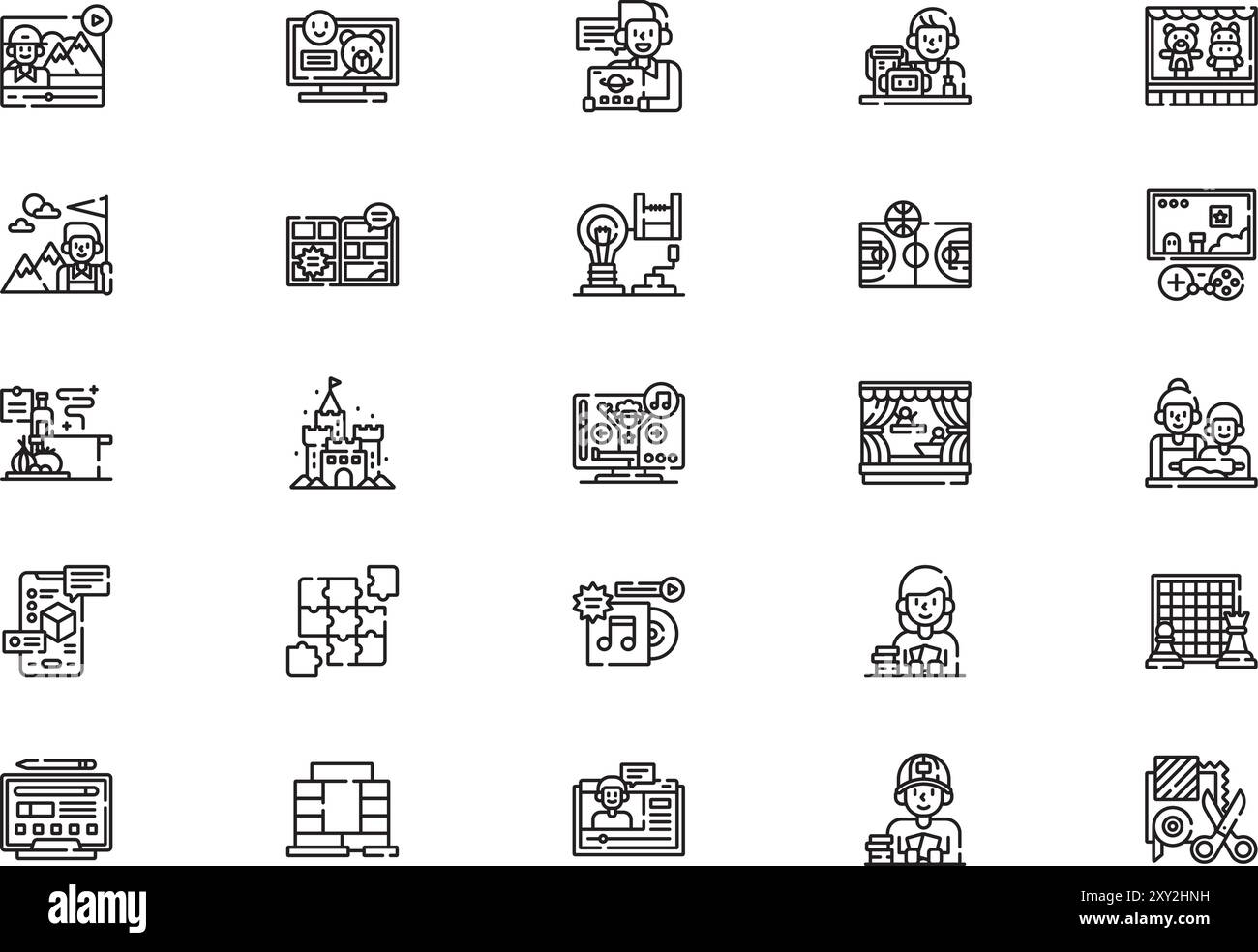 Edutainment icons collection is a vector illustration with editable ...