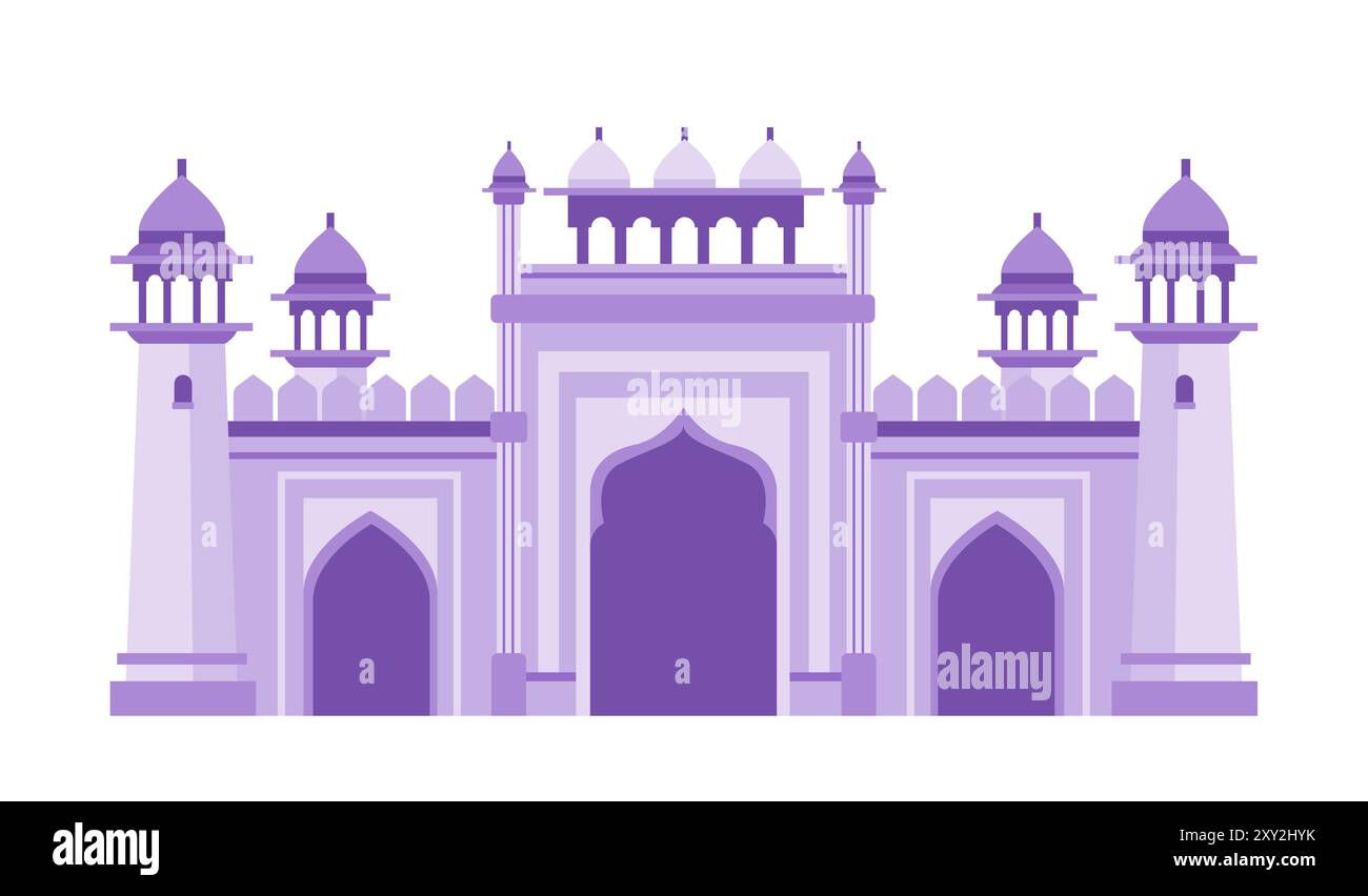 Purple mosque architecture with domes and minarets Islamic building ...