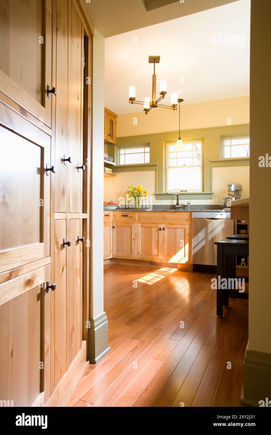 Entry to kitchen with built in cabinets Stock Photo - Alamy