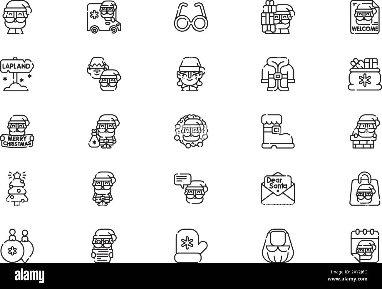 Santa claus icons collection is a vector illustration with editable ...