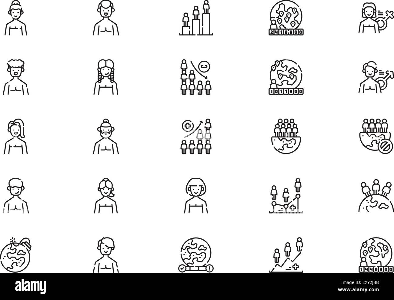 World population icons collection is a vector illustration with ...