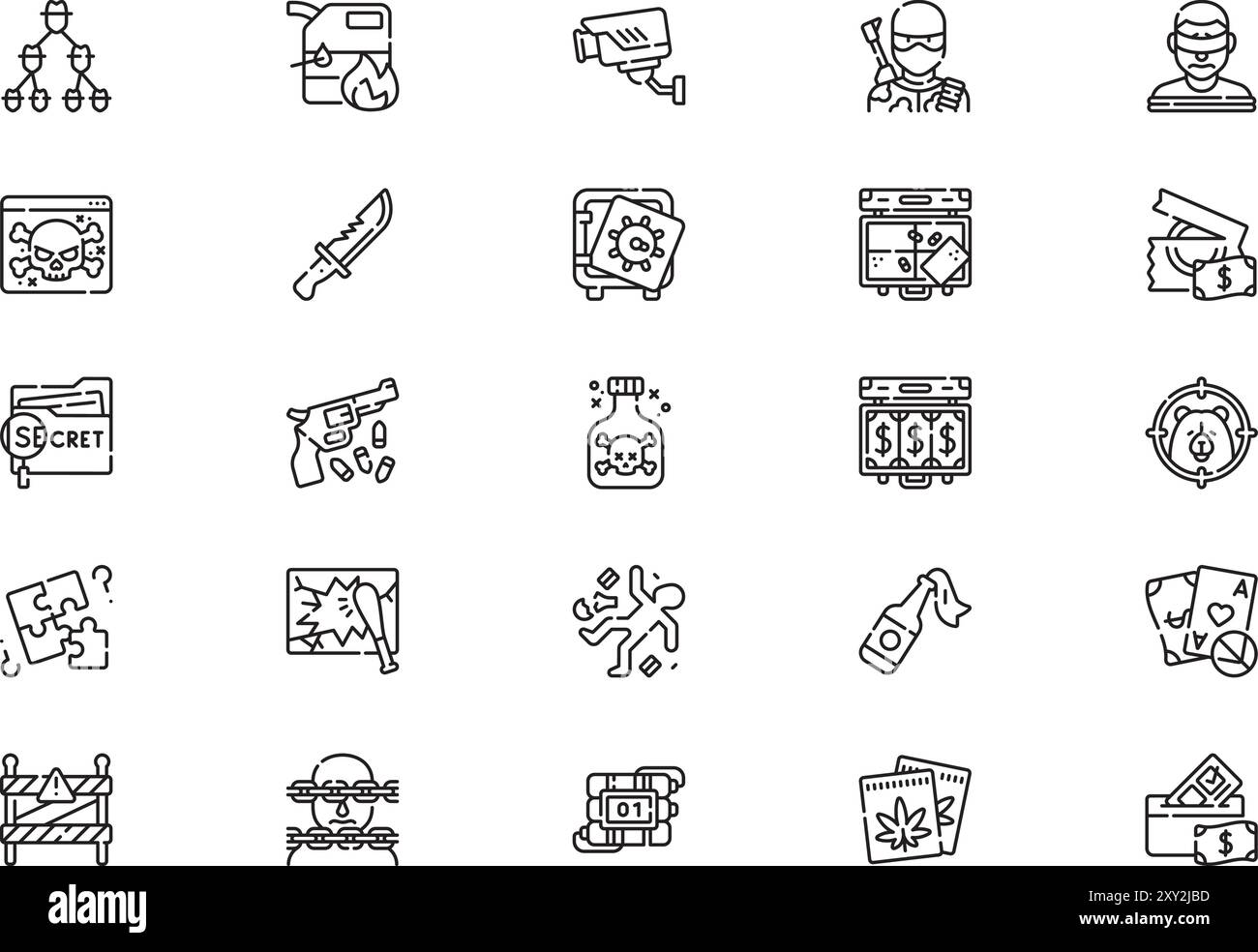 Crime icons collection is a vector illustration with editable stroke ...