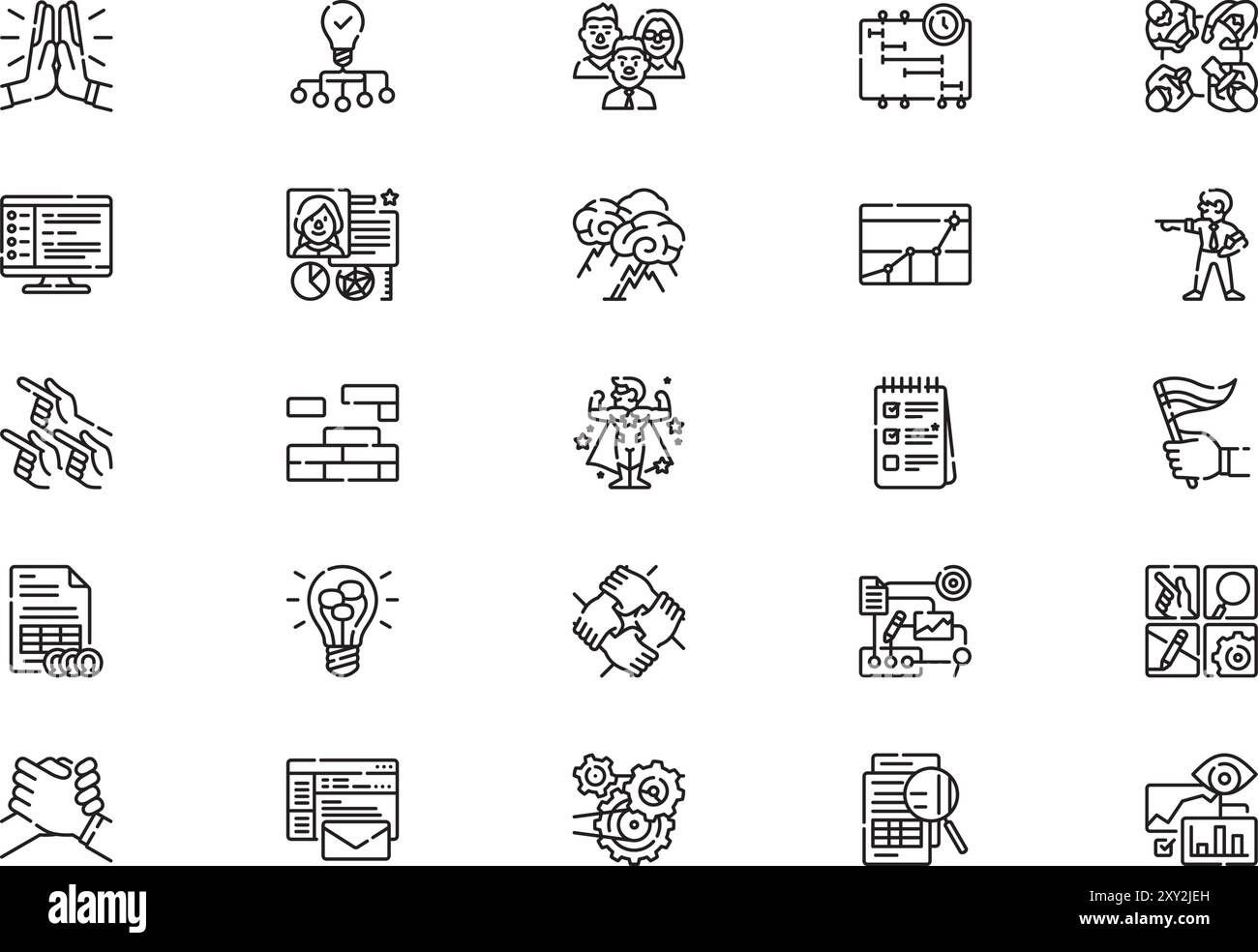 Teamwork icons collection is a vector illustration with editable stroke ...