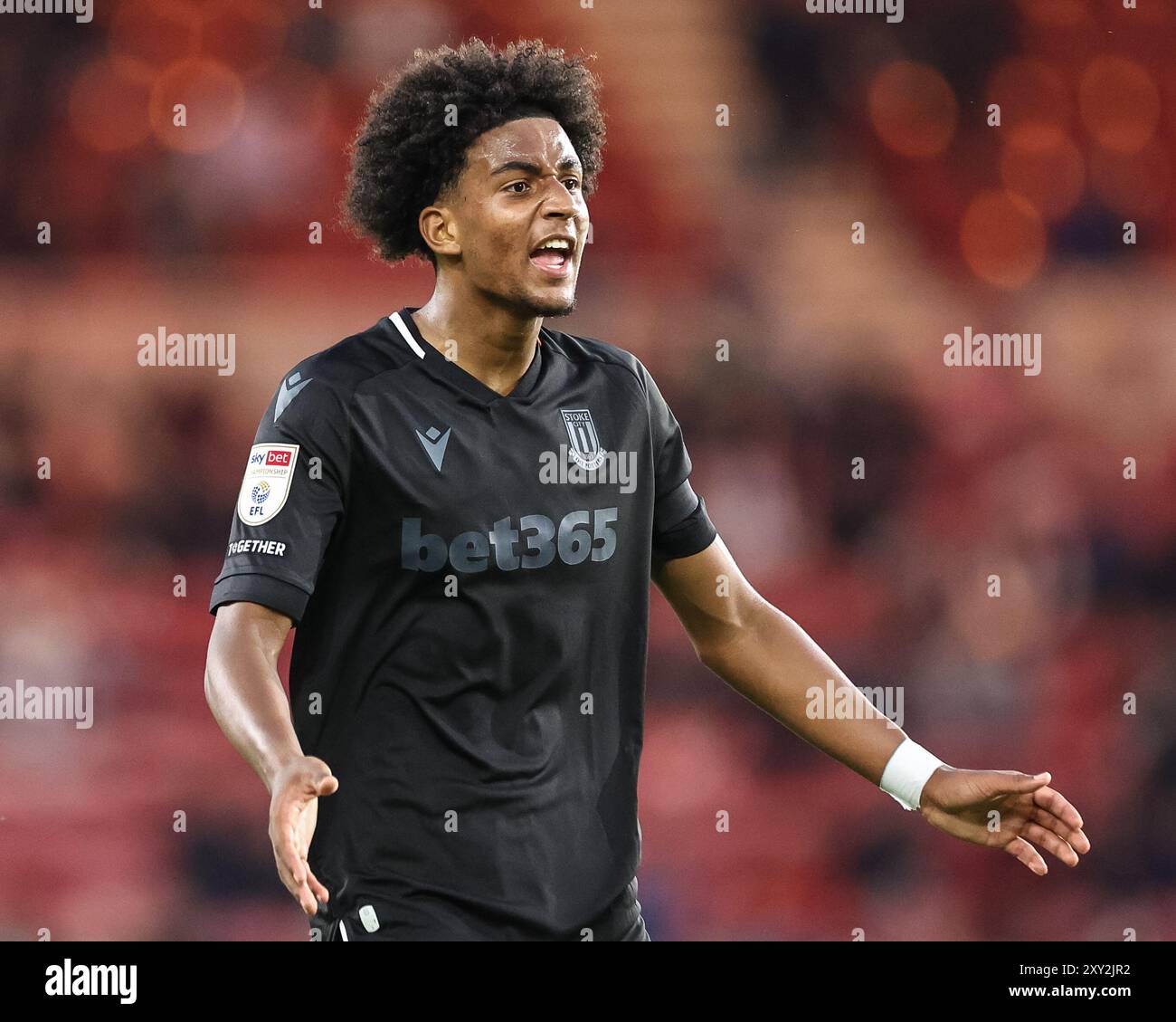 Jaden Dixon of Stoke City reacts during the Carabao Cup match ...