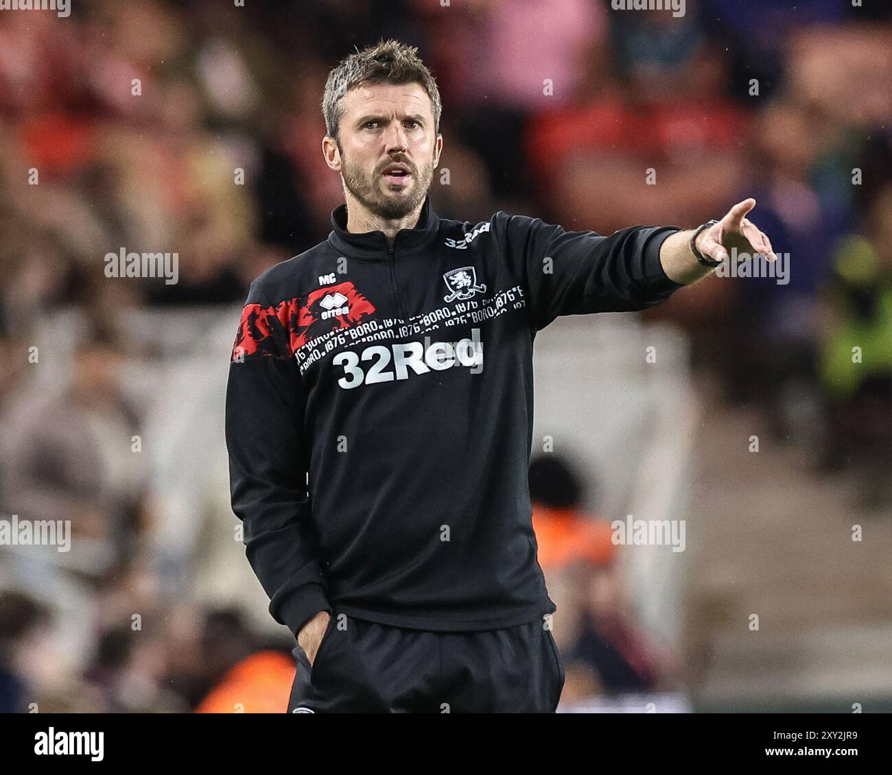 Michael Carrick manger of Middlesbrough reacts in the technical area ...