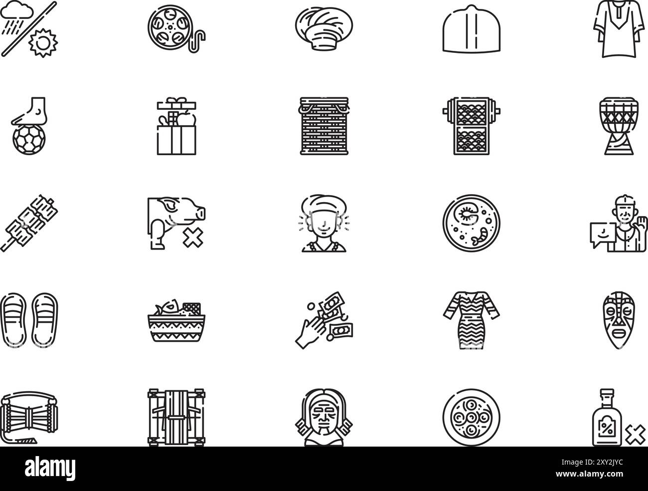 Nigeria icons collection is a vector illustration with editable stroke ...