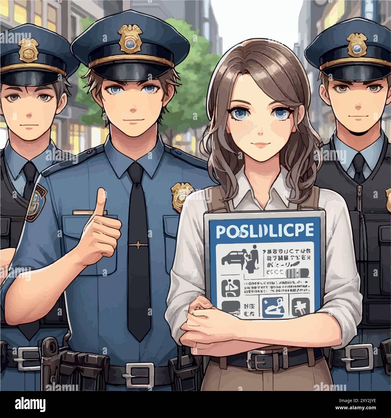 a peaceful scene of police officers interacting positively with ...