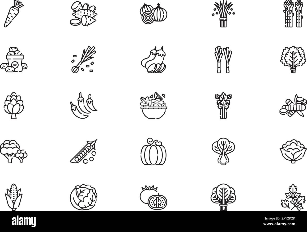 Vegetables icons collection is a vector illustration with editable ...