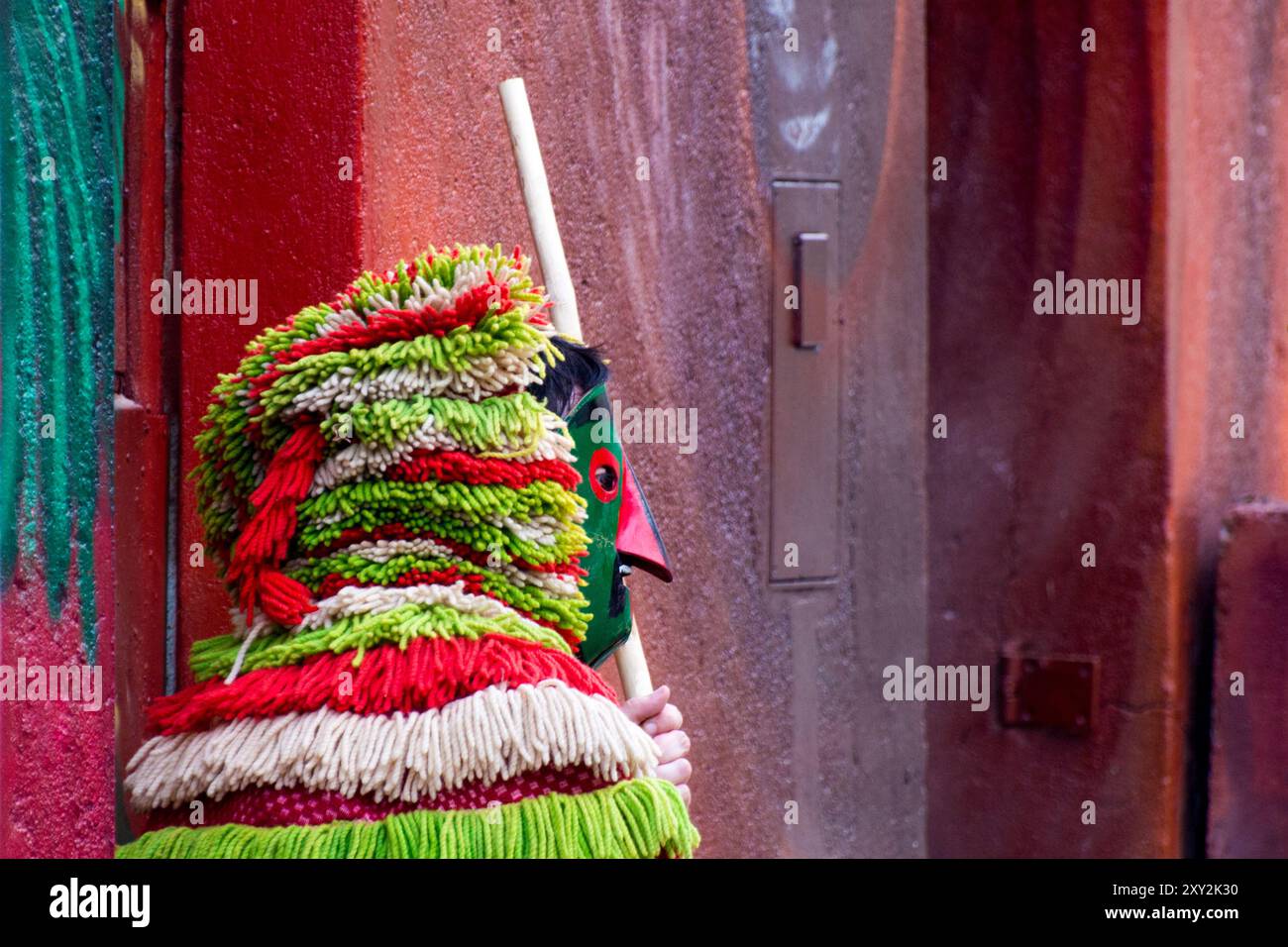 Colorful carnival masks at the annual carnival in Podence, Portugal ...