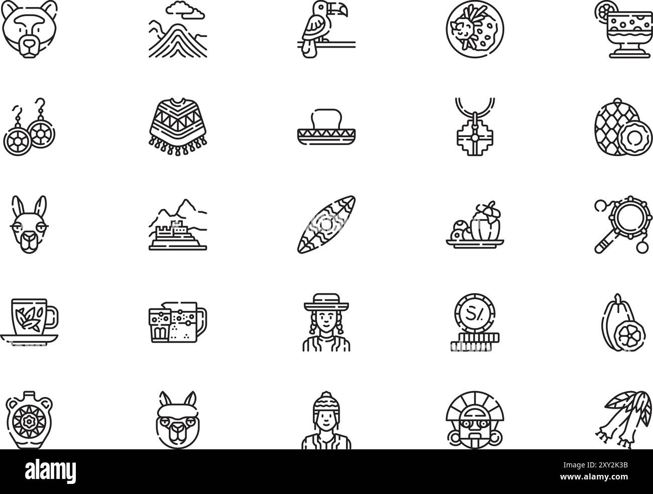 Peru icons collection is a vector illustration with editable stroke ...