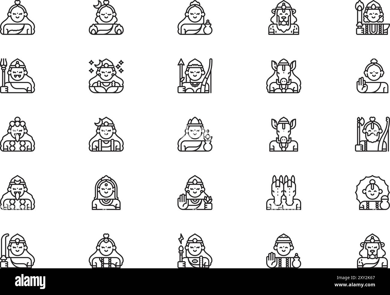 Hindu gods icons collection is a vector illustration with editable ...
