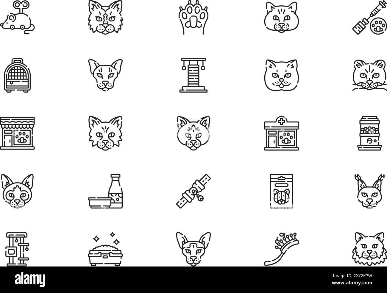 Cats icons collection is a vector illustration with editable stroke ...
