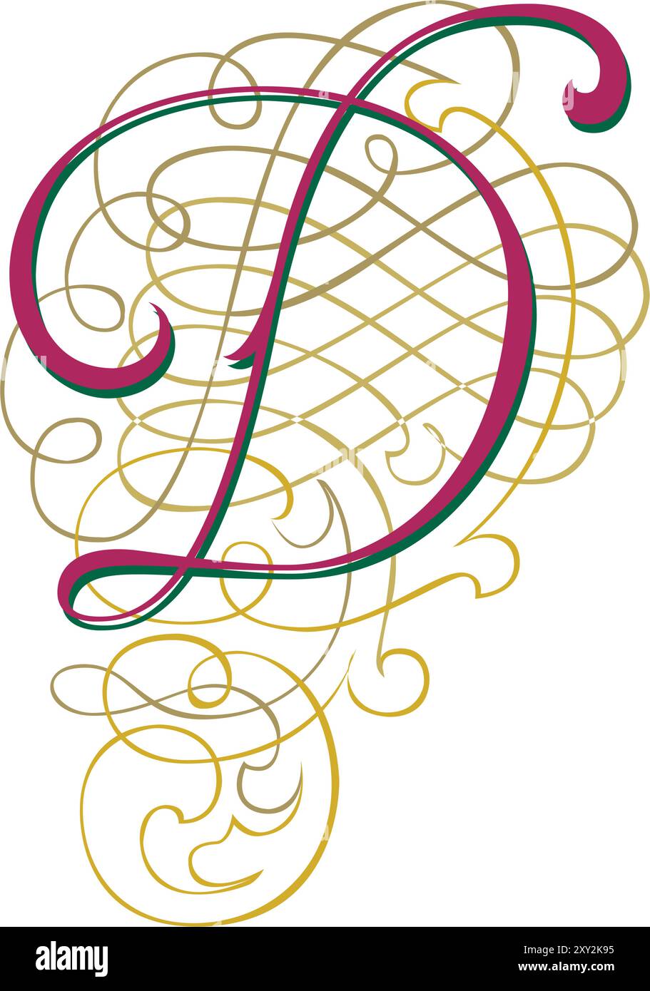 Fantasia Initial Caps Font Capital Letter D vector design illustration ...