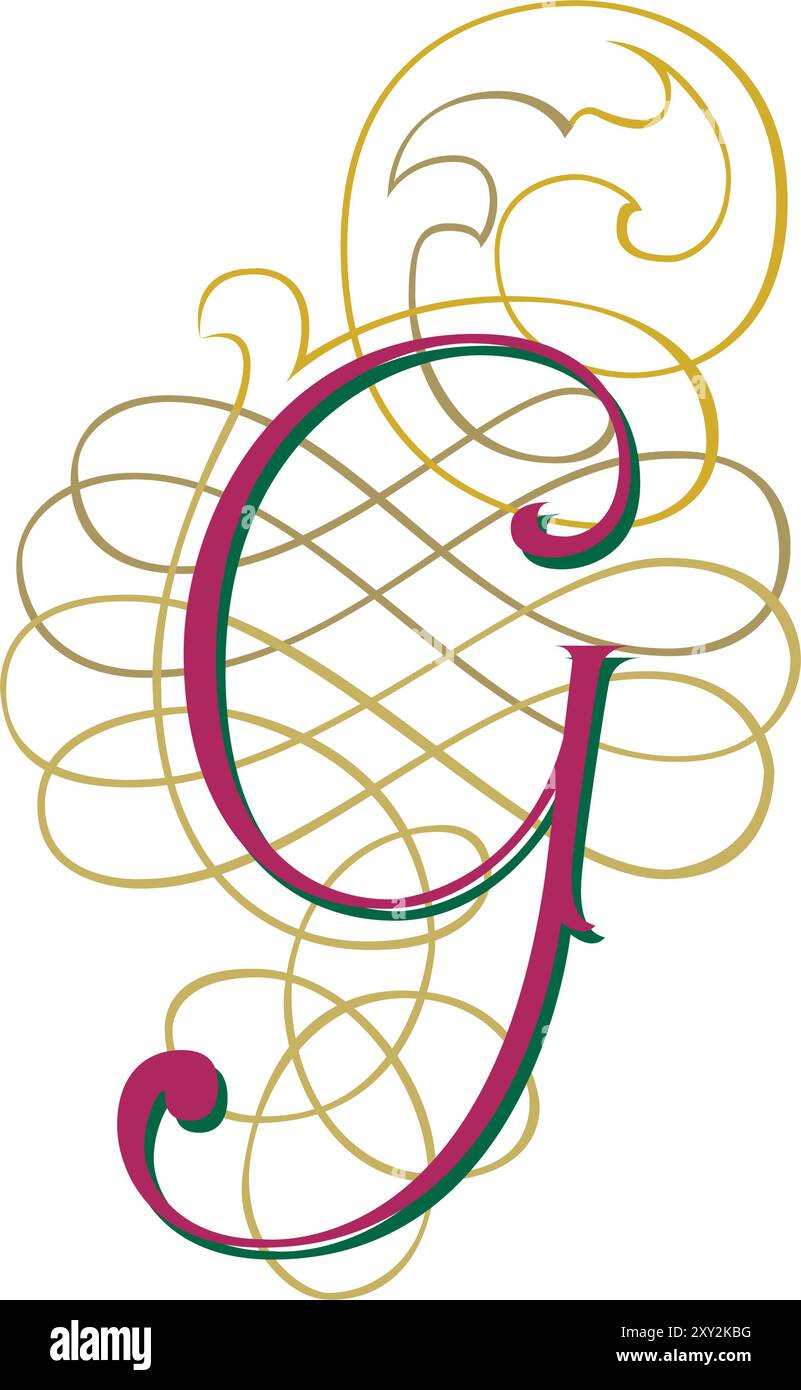 Fantasia Initial Caps Font Capital Letter G vector design illustration ...