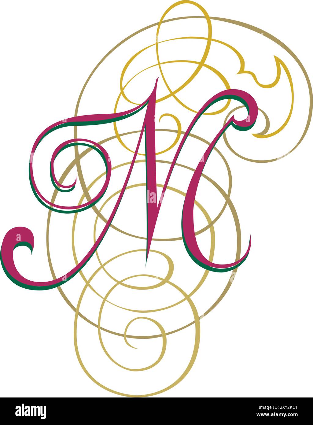Fantasia Initial Caps Font Capital Letter M vector design illustration ...