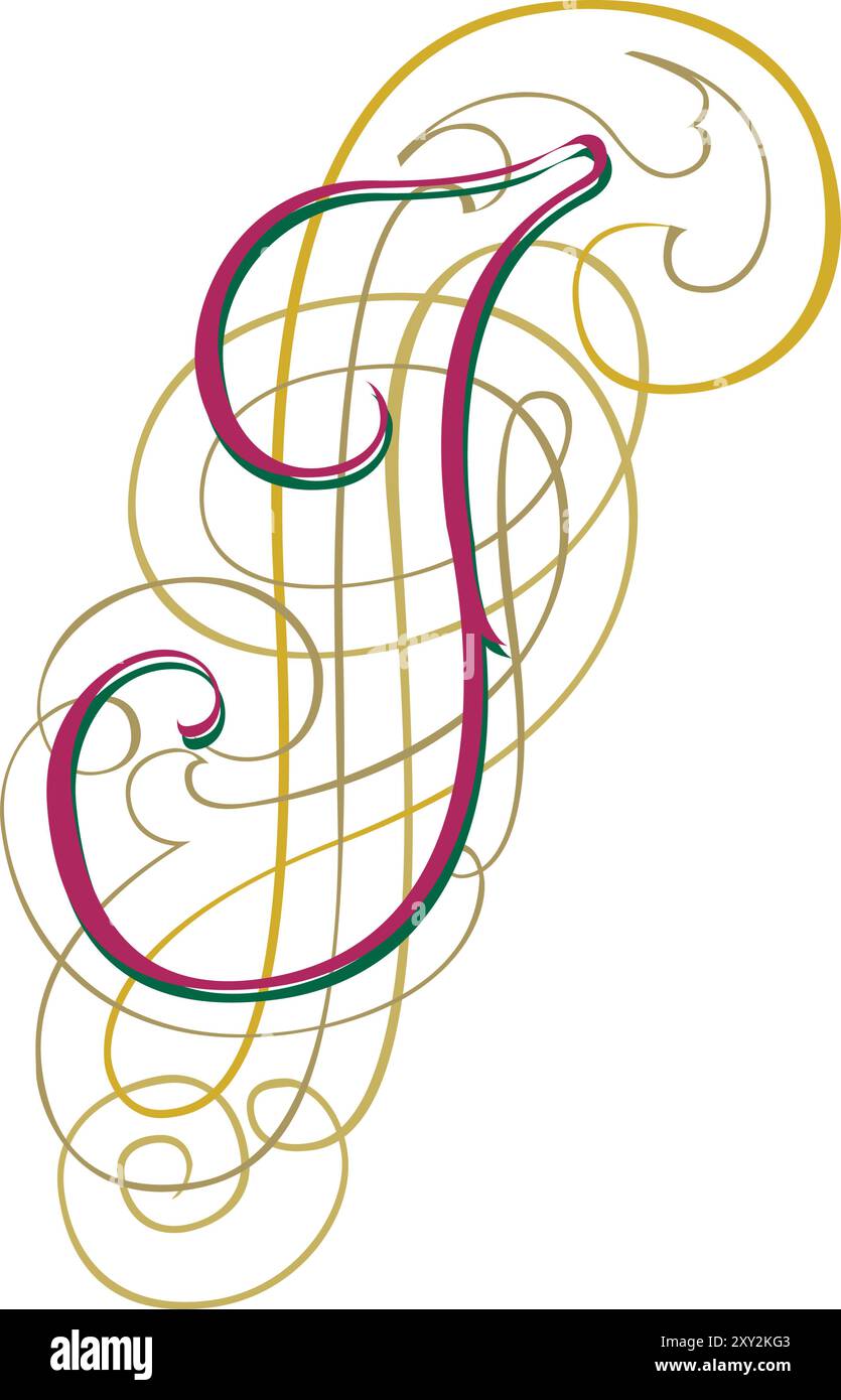 Fantasia Initial Caps Font Capital Letter I vector design illustration ...