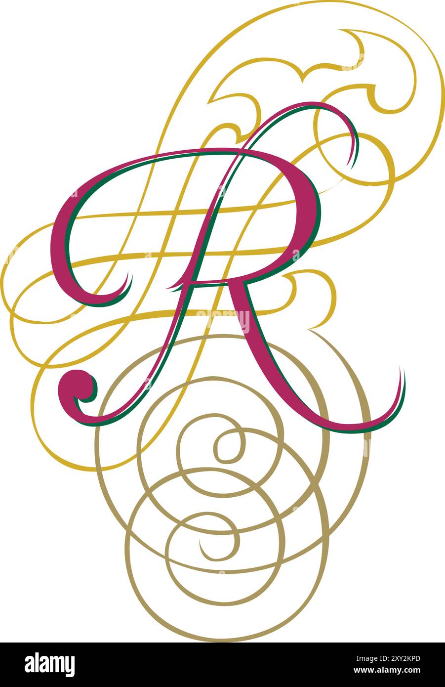 Fantasia Initial Caps Font Capital Letter R vector design illustration ...