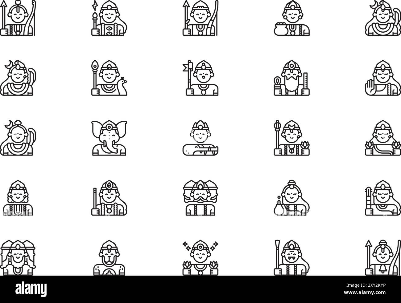 Hindu gods icons collection is a vector illustration with editable ...