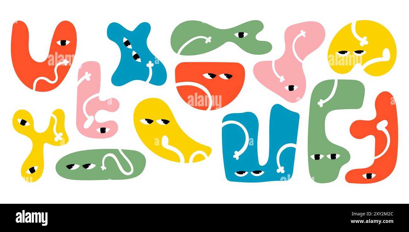 Abstract cute funny characters set Stock Vector Image & Art - Alamy