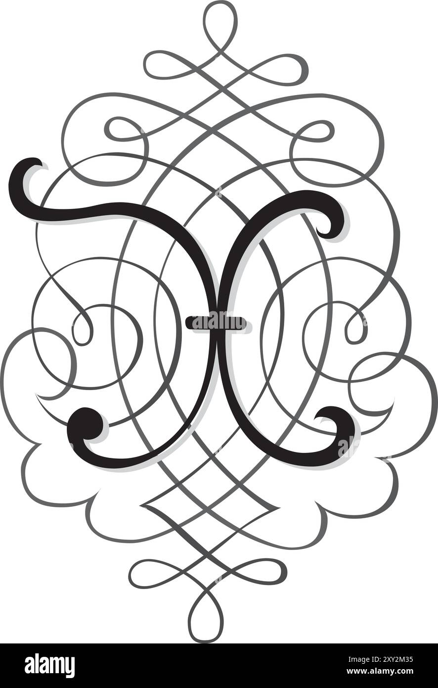 Fantasia Initial Caps Font Capital Letter X vector design illustration ...