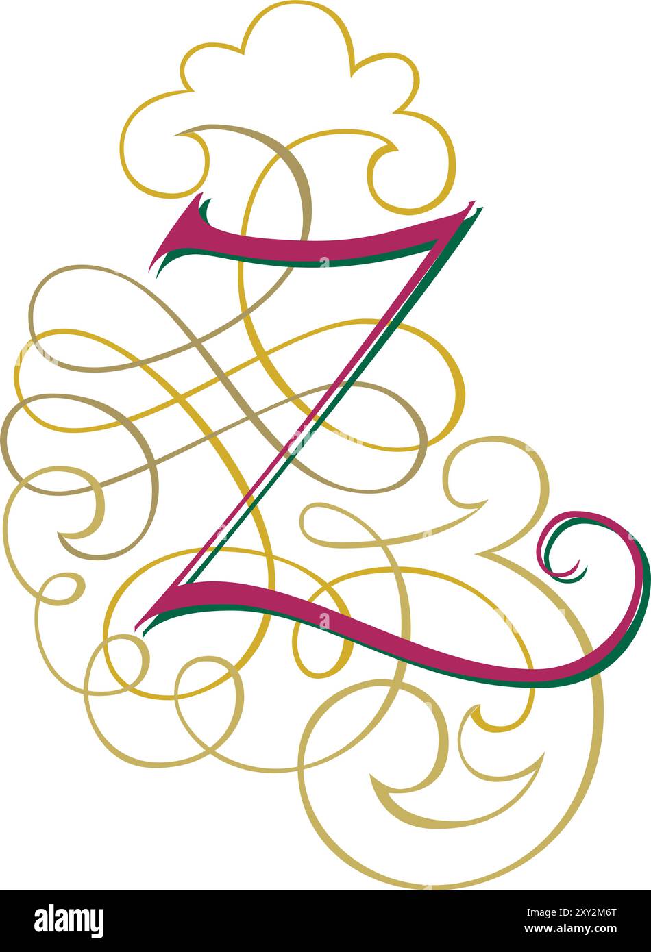 Fantasia Initial Caps Font Capital Letter Z vector design illustration ...