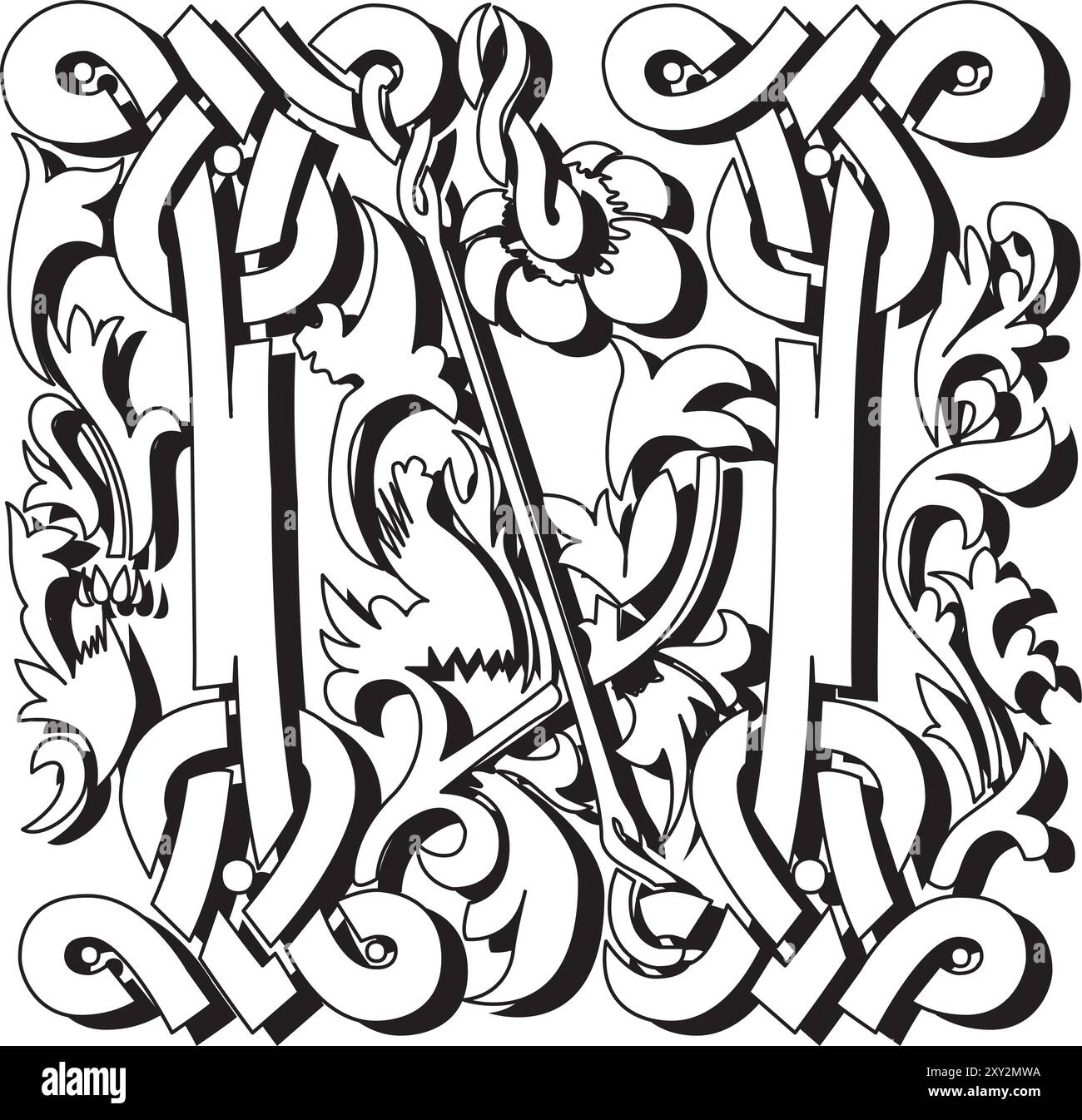 Black n white wallpaper Stock Vector Images - Alamy