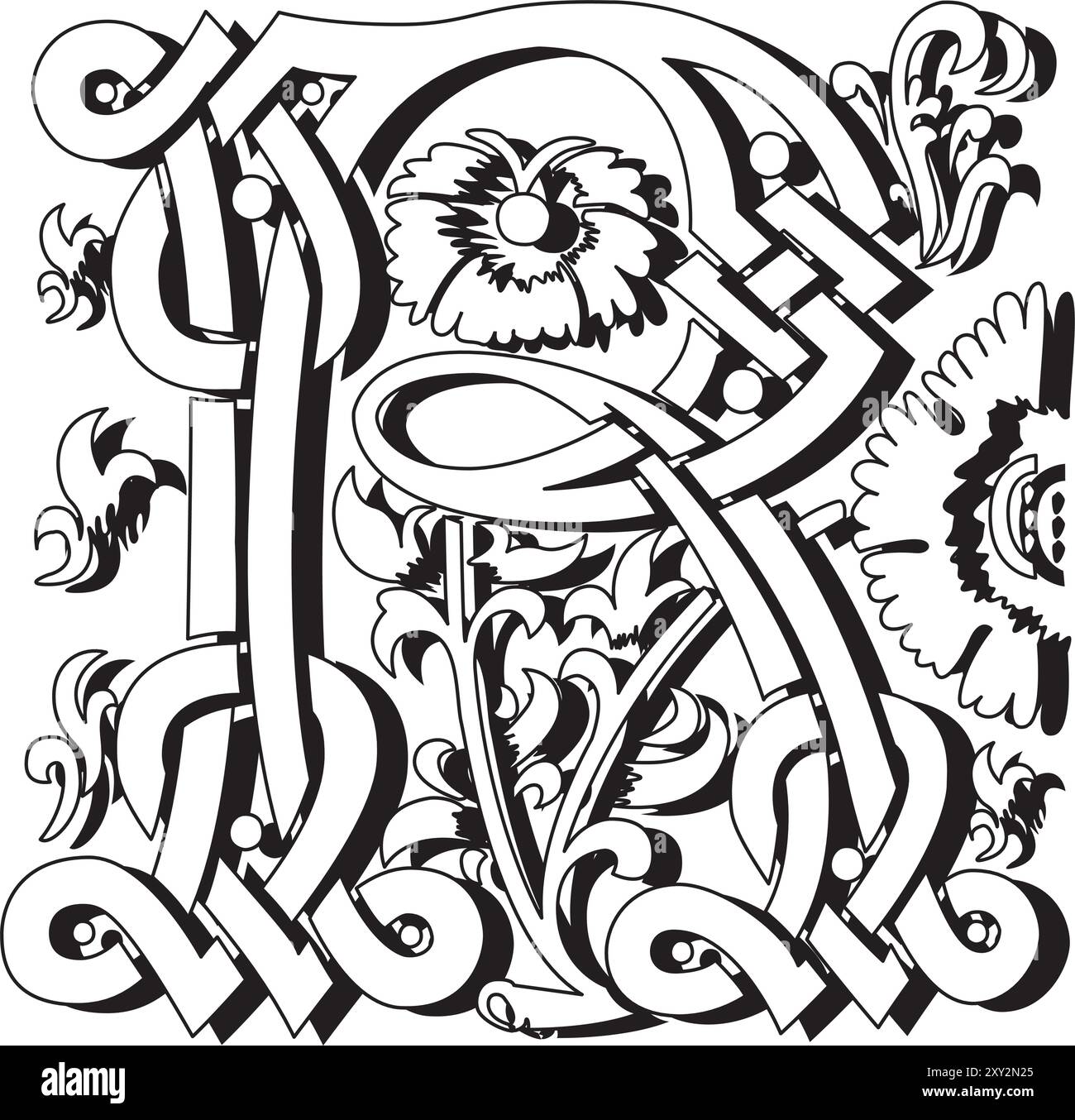 Masselle Initial Caps Font Capital Letter R vector design illustration ...