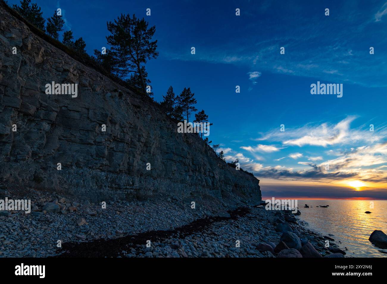 Sunset landscape. Panga Cliff Seaside Coastline. High stone cliff of ...