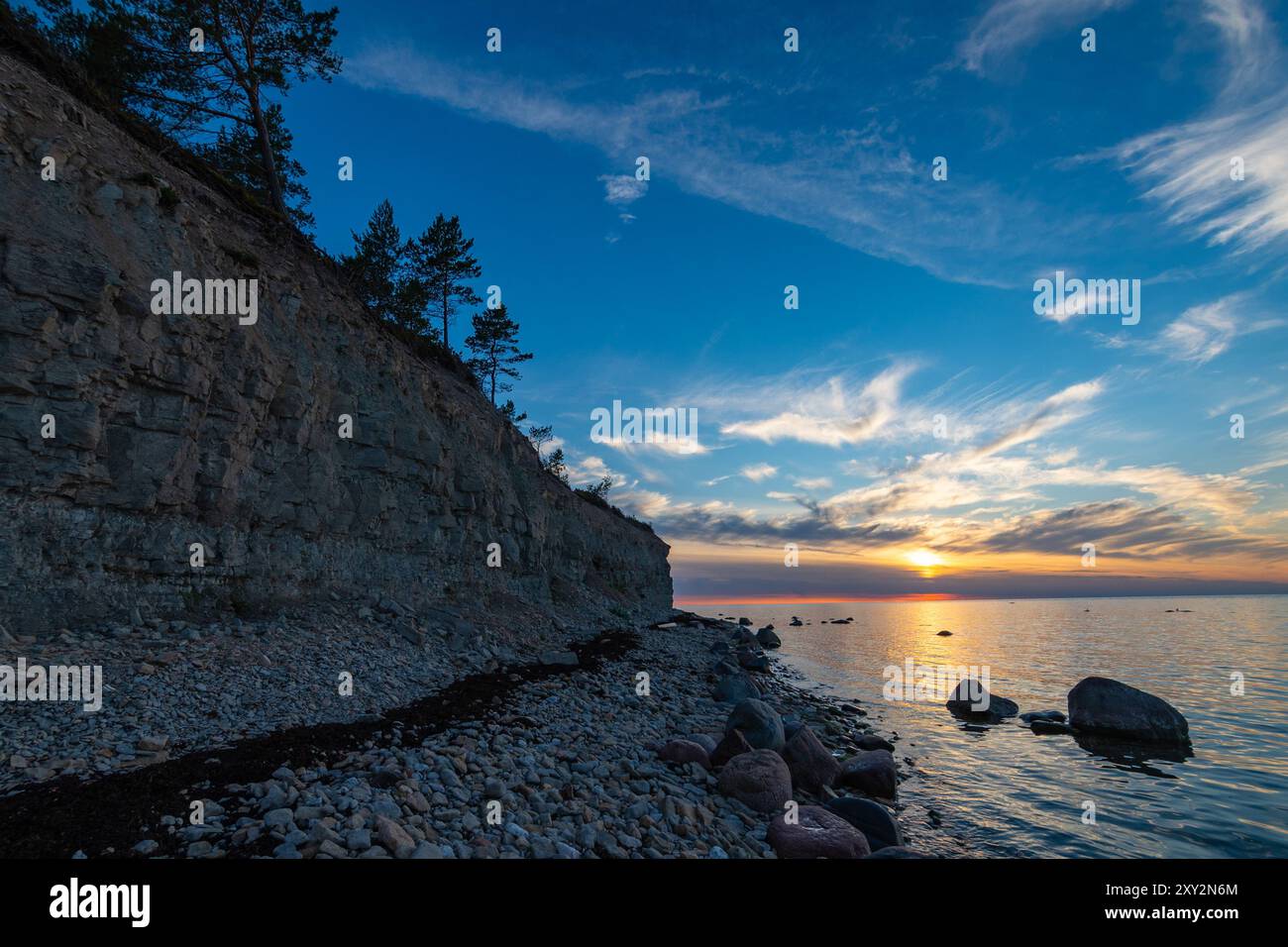 Sunset landscape. Panga Cliff Seaside Coastline. High stone cliff of ...