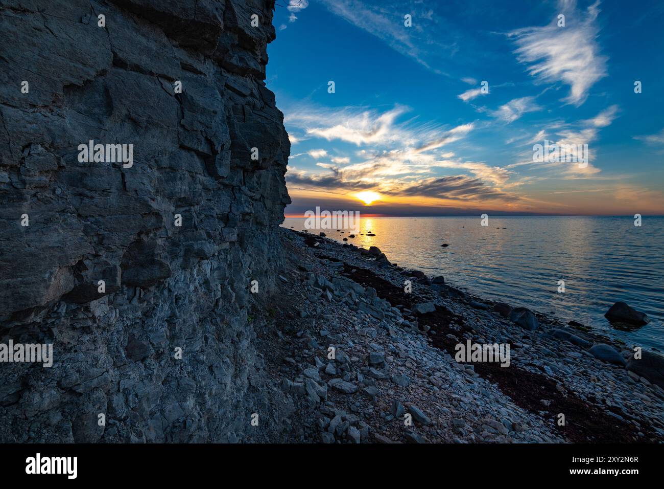 Sunset landscape. Panga Cliff Seaside Coastline. High stone cliff of ...