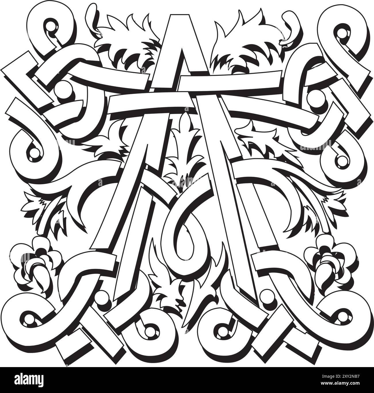Masselle Initial Caps Font Capital Letter A vector design illustration ...