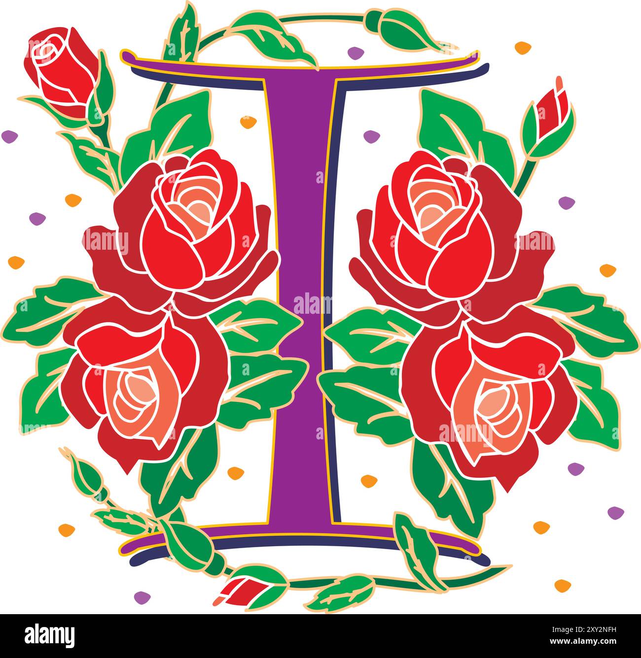 rosette Initial Caps Font Capital Letter I vector design illustration ...