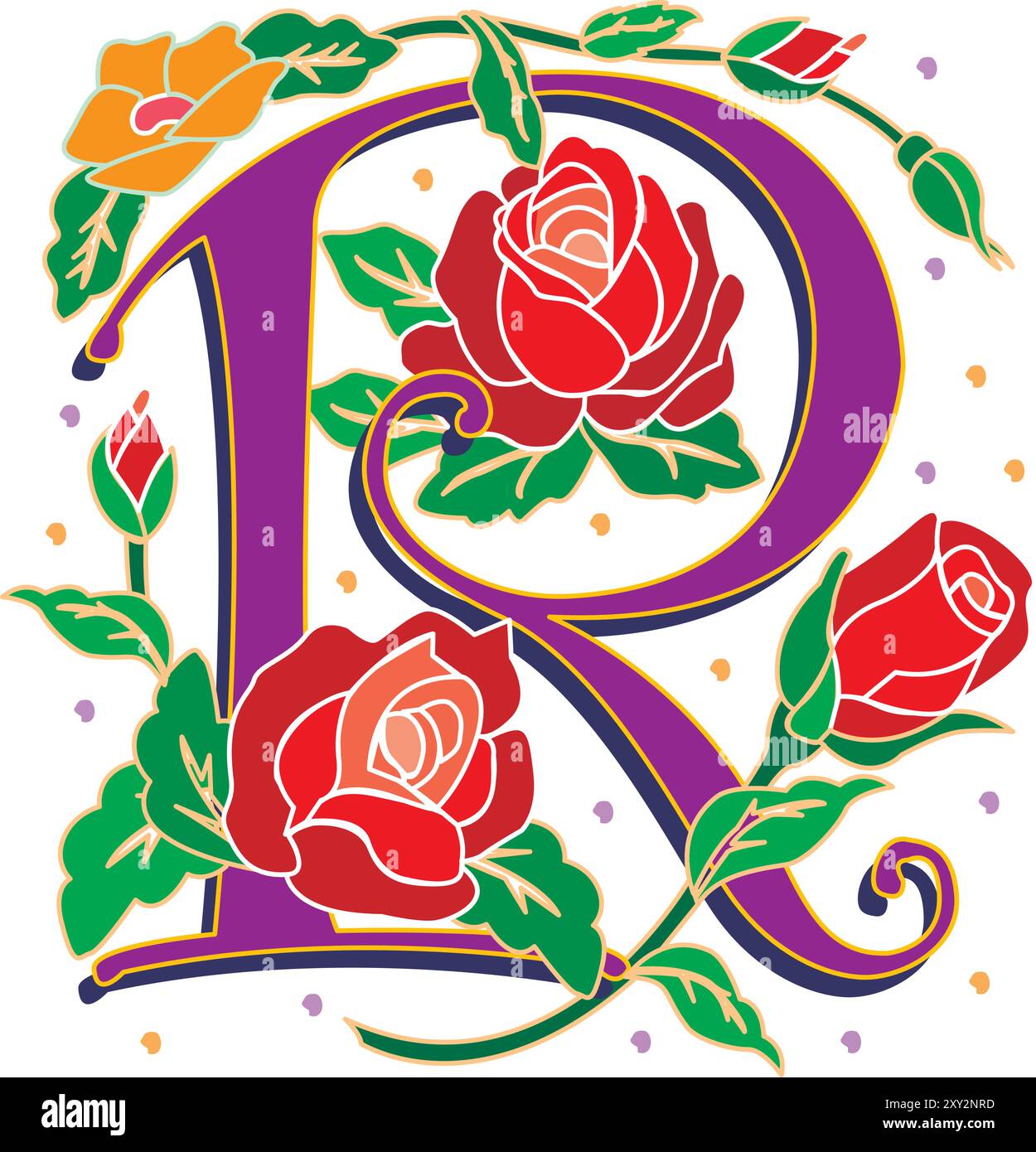 rosette Initial Caps Font Capital Letter R vector design illustration ...