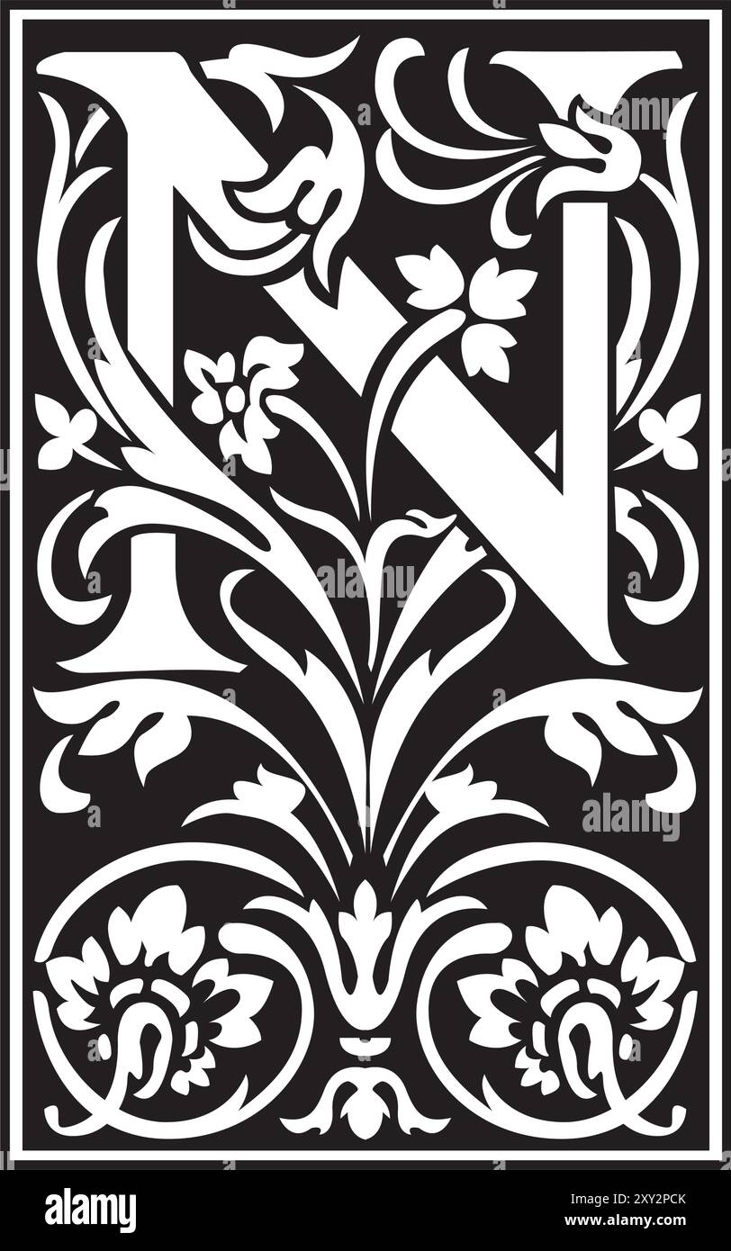 Letter n of the alphabet with leaves Stock Vector Images - Alamy
