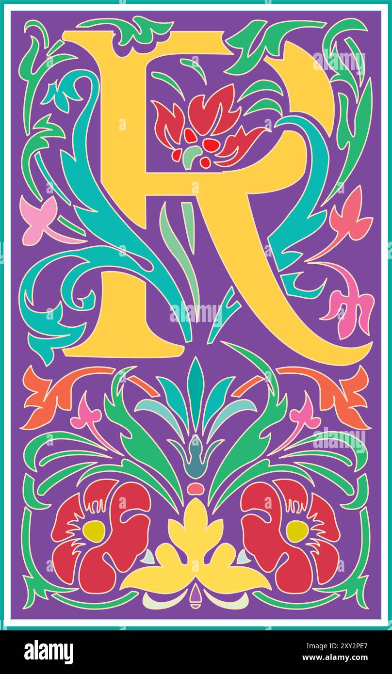 victoriana Initial Caps Font Capital Letter R vector design ...