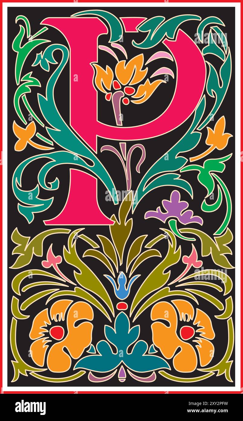 victoriana Initial Caps Font Capital Letter P vector design ...