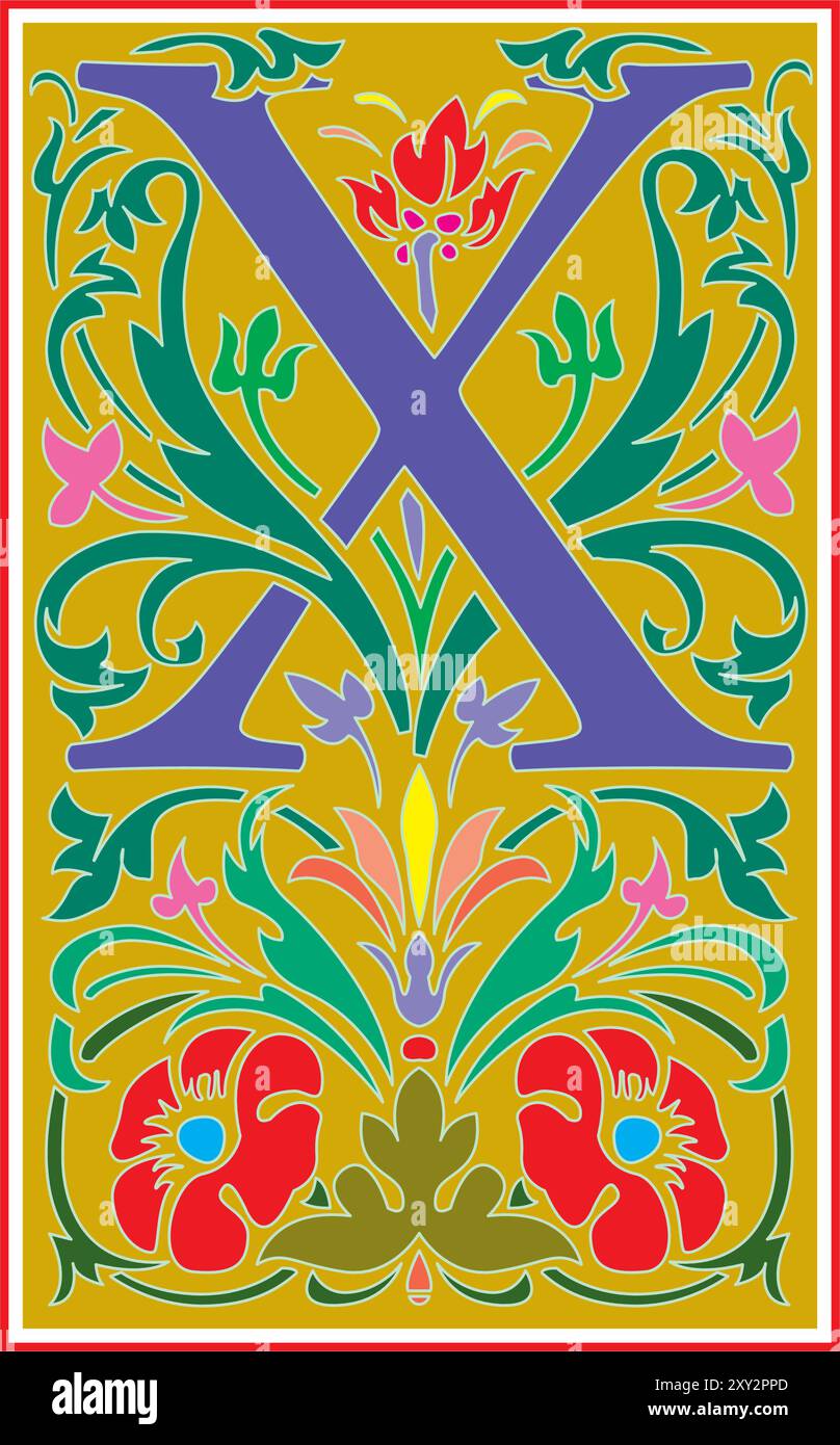 victoriana Initial Caps Font Capital Letter X vector design ...