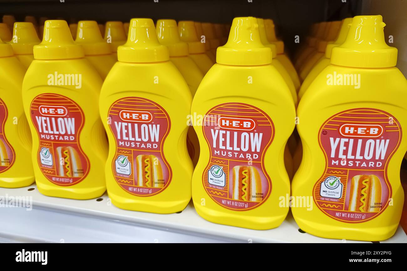 Houston, Texas USA 08-25-2024: Yellow mustard bottles supermarket shelf ...