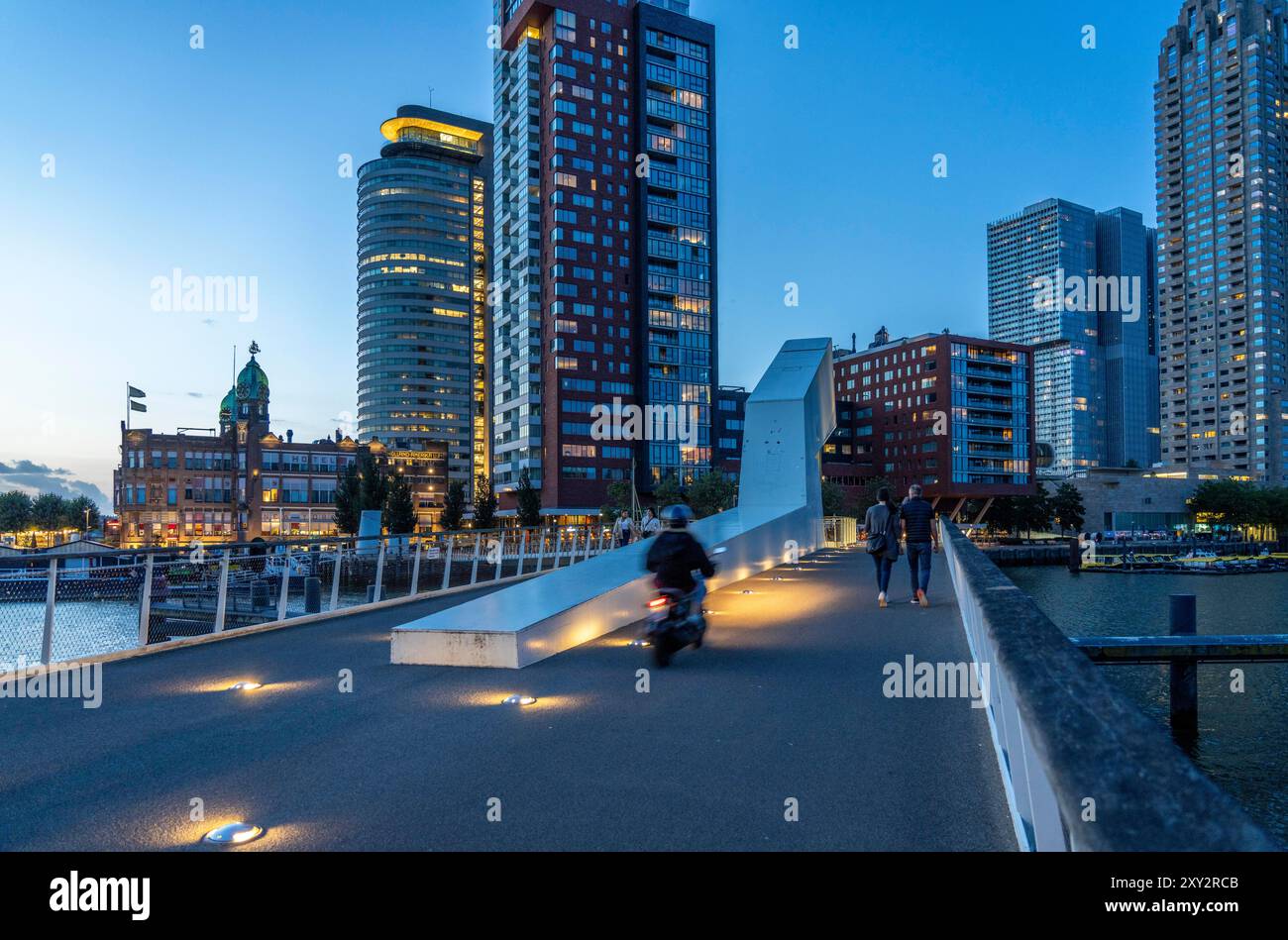 High-rise buildings at Kop van Zuid, at Rijnhaven harbor basin ...