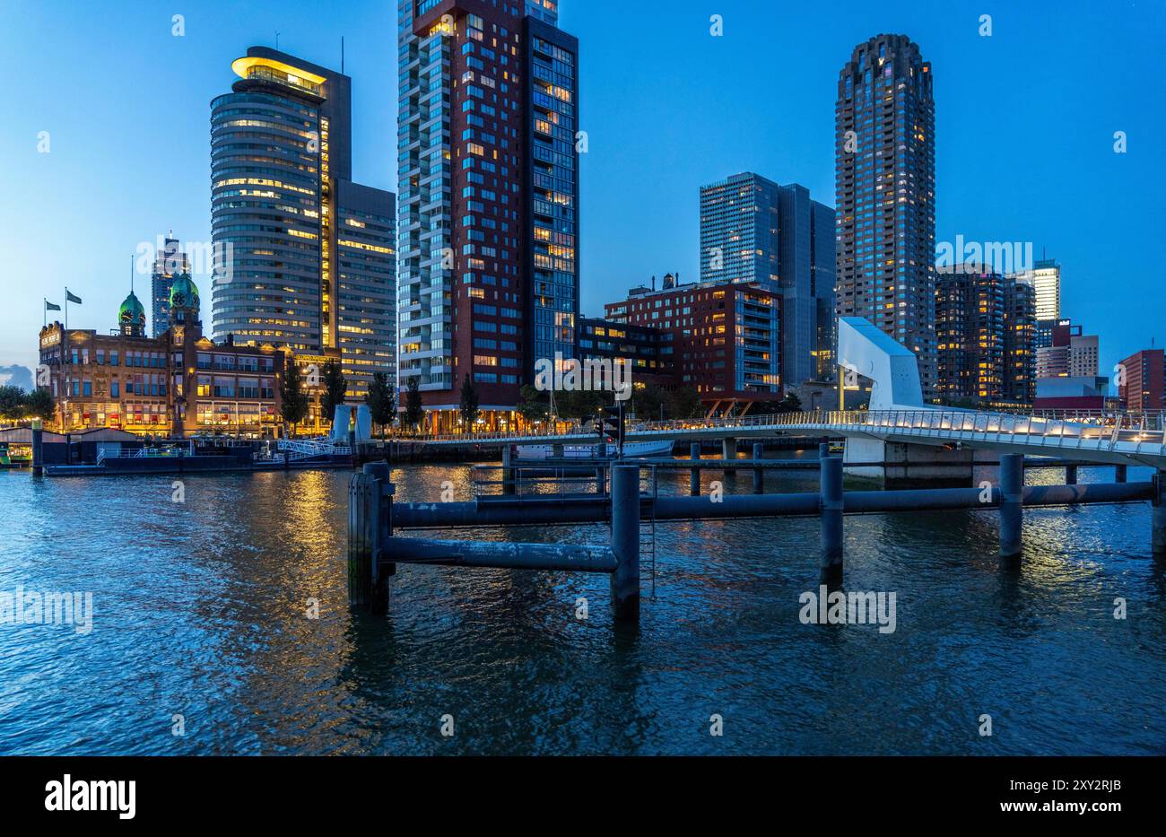 High-rise buildings at Kop van Zuid, at Rijnhaven harbor basin ...