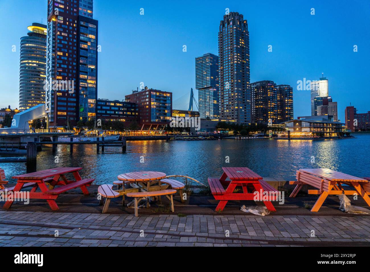 High-rise buildings at Kop van Zuid, at Rijnhaven harbor basin ...