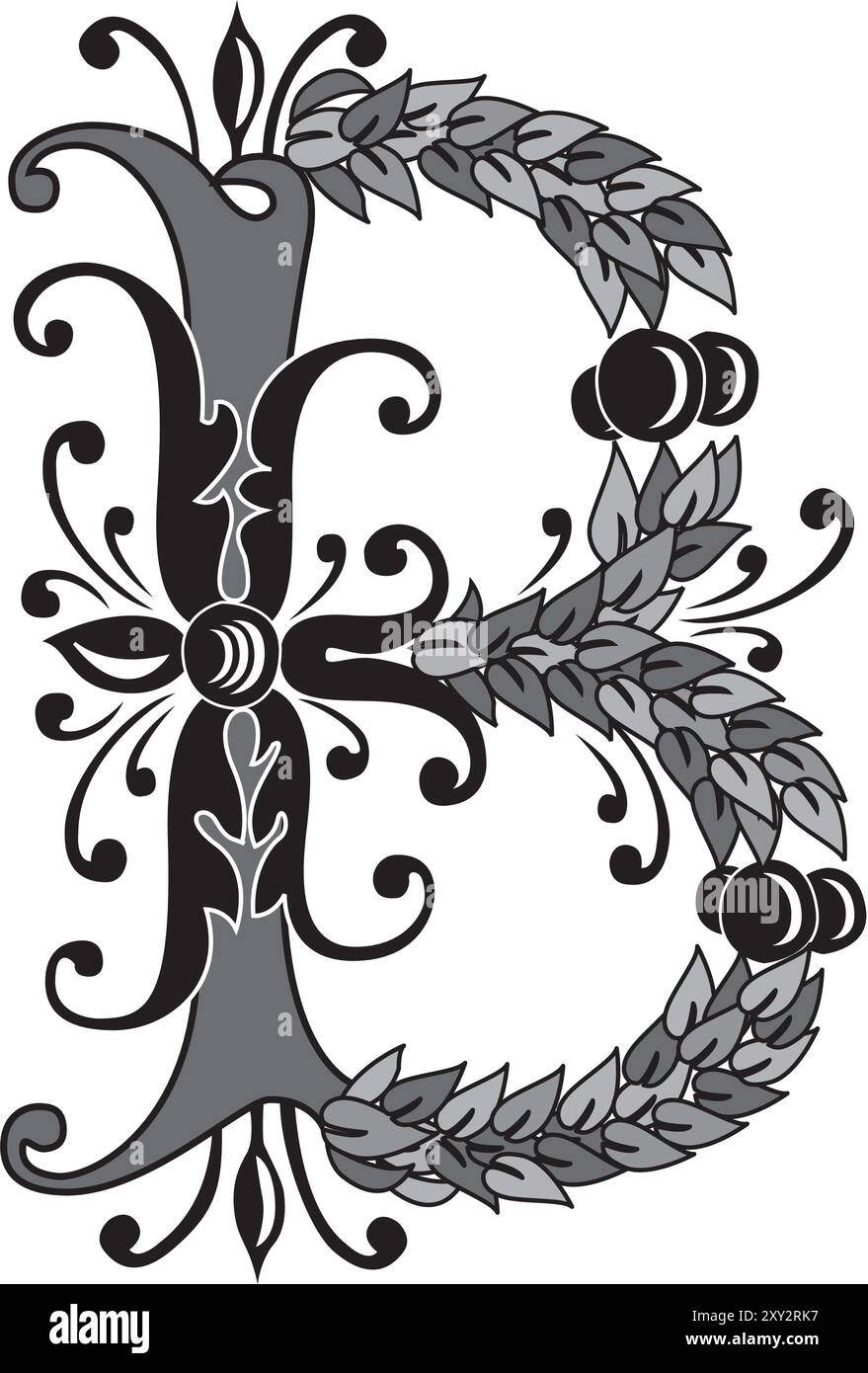 Vincente Initial Caps Font Capital Letter B vector design illustration ...