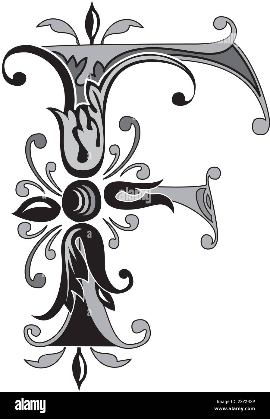 Vincente Initial Caps Font Capital Letter F vector design illustration ...