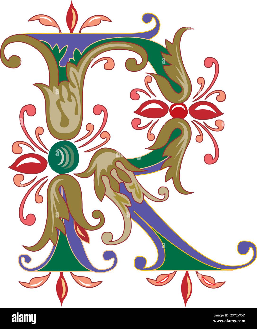 Letter r black flower alphabet Stock Vector Images - Alamy