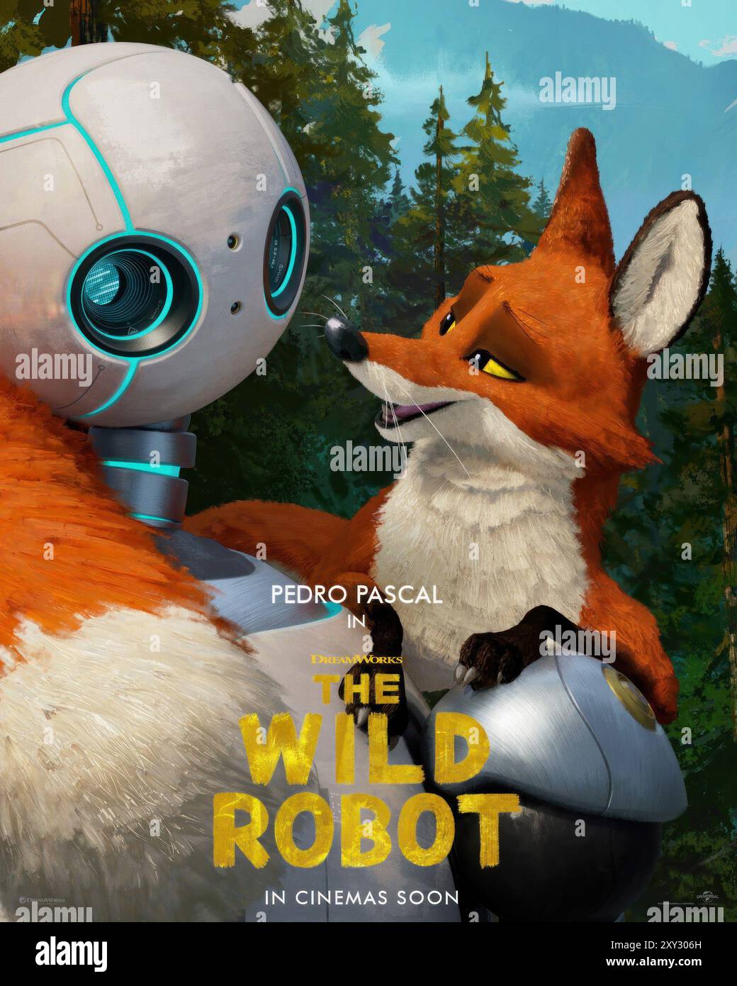 THE WILD ROBOT, poster, from left: Roz (voice: Lupita Nyong'o), Fink ...