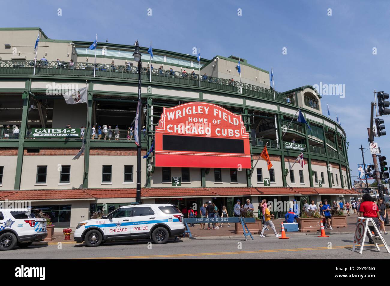 Chicago - August 22, 2024: Wrigley Field Home of Chicago Cubs in red ...