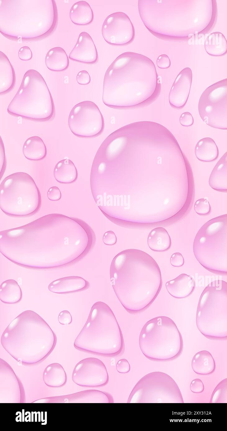 Pink waterdrop story background. Transparent drops. Cosmetic banner ...