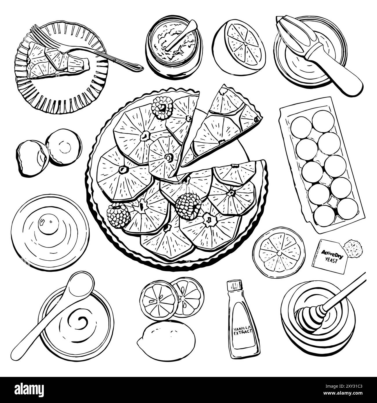 Lemon cream tart Stock Vector Images - Alamy