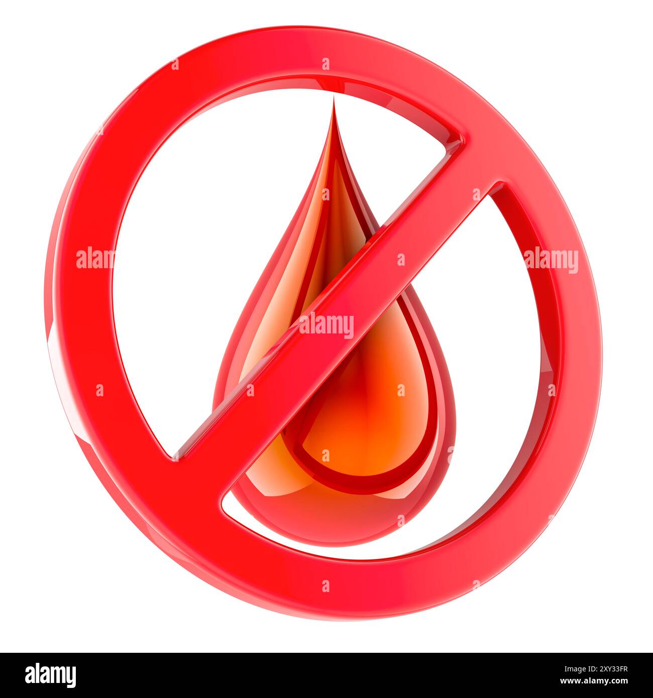Blood Drop with forbidden symbol, 3D rendering isolated on white ...